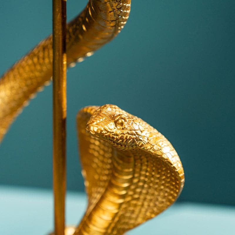 Table lamp snake Kaara, gold-black, polyresin, 25,5x25,5x79,5 cm, E27