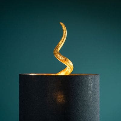 Tischleuchte Schlange Kaara, gold,Polyresin,25,5x25,5x79,5 cm, E27