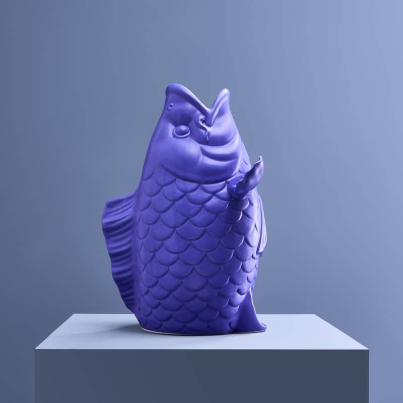 XXL Vase Fisch Blubb, matt blau - Farbe: Blau