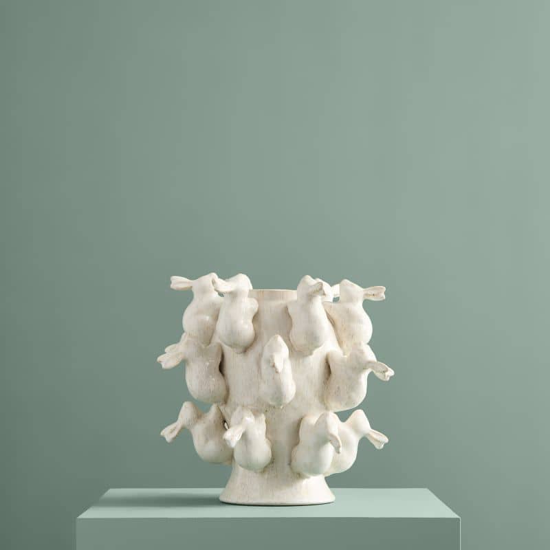 Vase with Rabbits, white - Colour: White