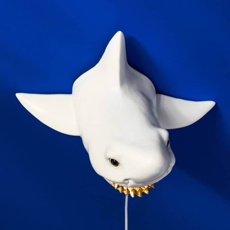 Wall lamp shark Sharky Shark, white-gold, polyresin, 37x23x24.5cm, E14