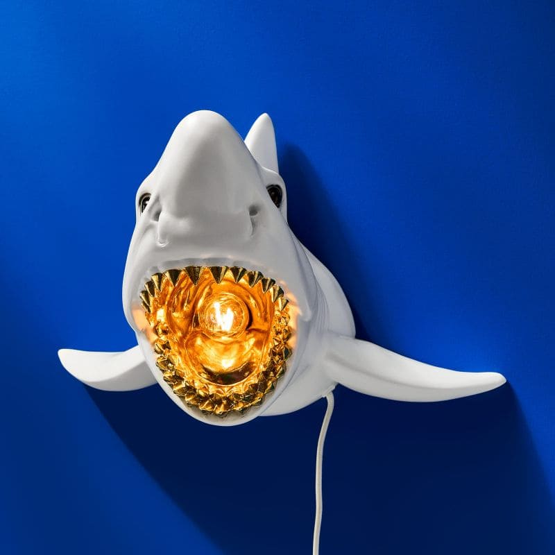 Wall lamp shark Sharky Shark, white-gold, polyresin, 37x23x24.5cm, E14